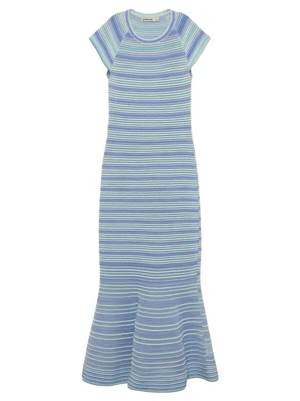 Simkhai Danica Striped Knit Midi-dress - Periwinkle Multi