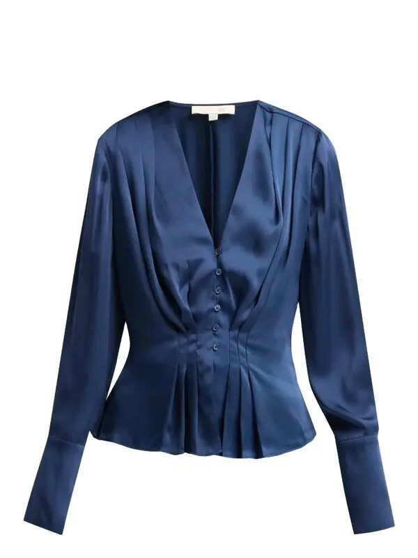 FAVORITE DAUGHTER The Romance Satin Pleated Top - Midnight