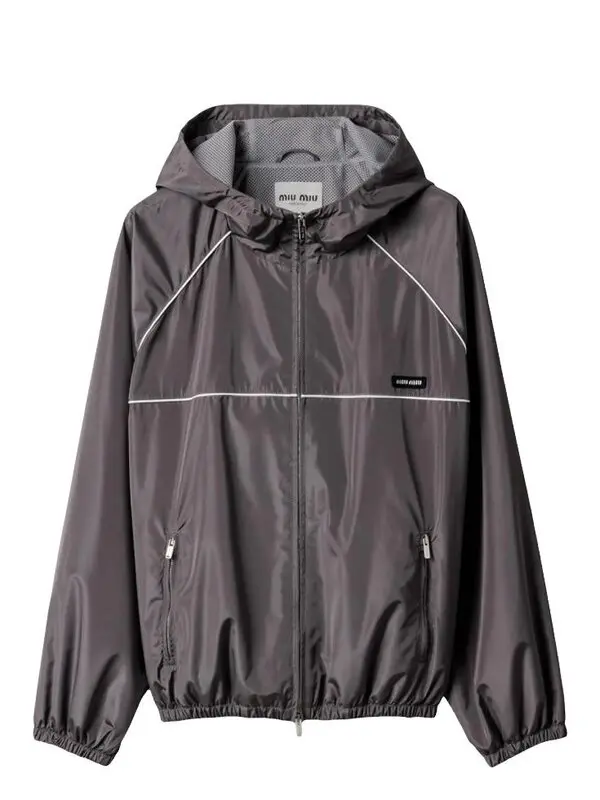 Miu Miu Technical Silk Zipper Blouson Jacket - Grey
