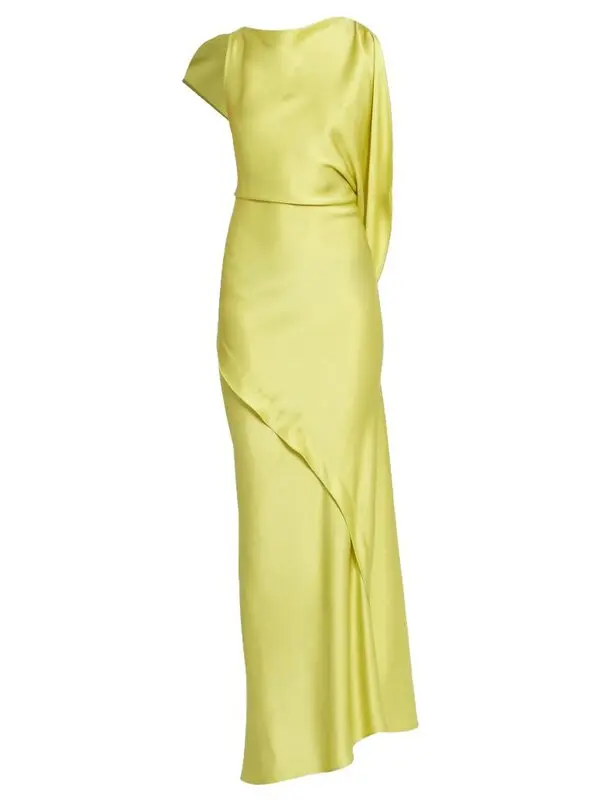 Victoria Beckham Kyra Sleeveless Draped Gown - Chartreuse