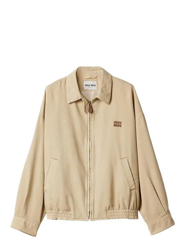 Miu Miu Light Denim Blouson Jacket - Beige Khaki