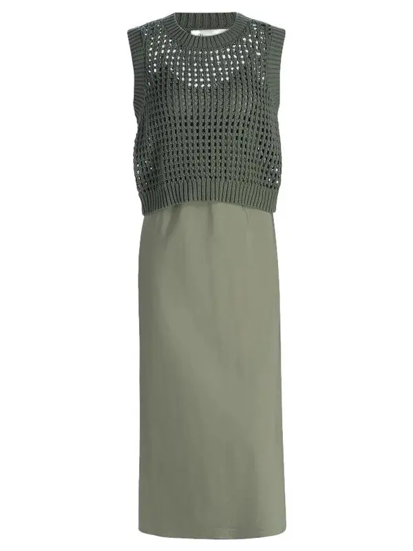 DH New York Mixed-media Cotton Midi-dress - Willow