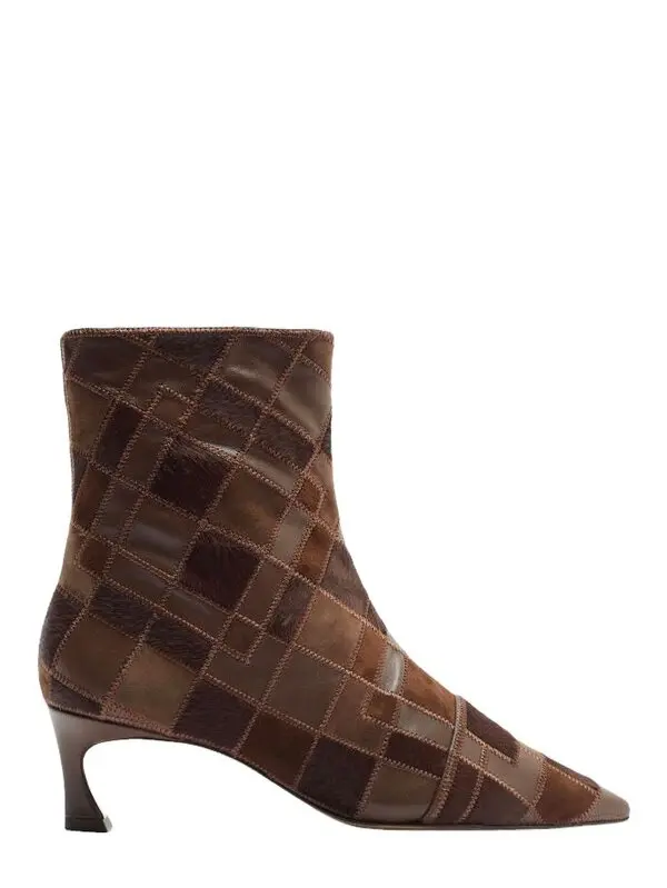 ALEXANDRE BIRMAN Annelise 50mm Leather & Calf Hair Ankle Boots - Brown