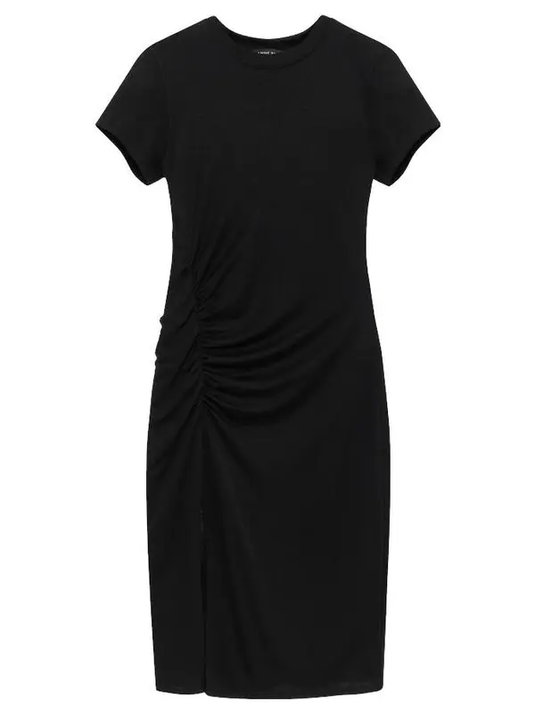 ANINE BING Vida Ruched Midi-dress - Black