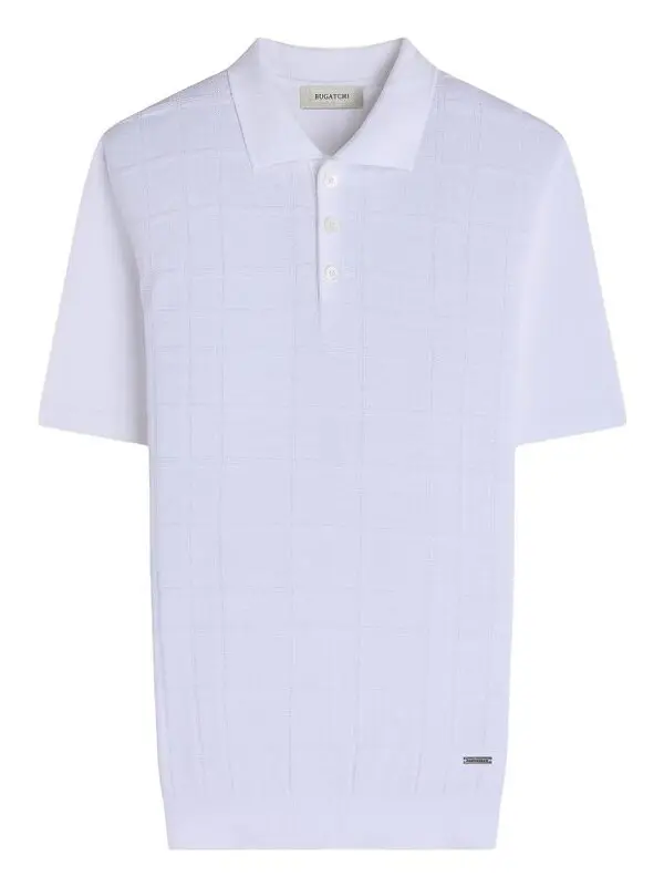Bugatchi Checked Cotton-blend Polo Sweater - White