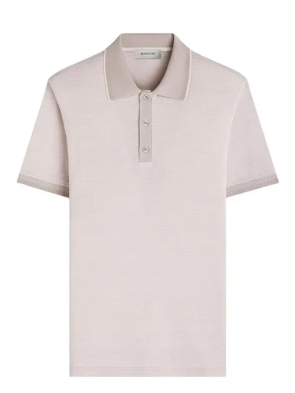 Bugatchi Jacquard Herringbone Polo Shirt - Limestone