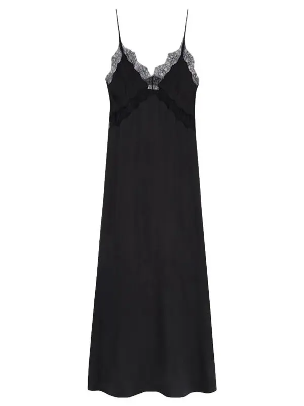 ANINE BING Magnolia Lace-trimmed Maxi Dress - Black