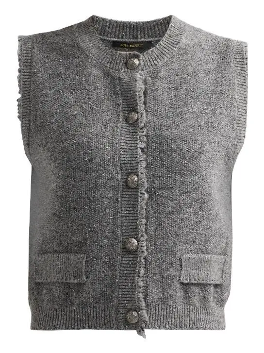 Kobi Halperin Lilah Metallic Sleeveless Cardigan - Grey