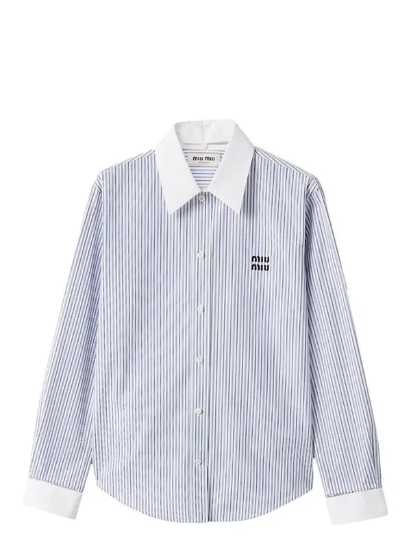 Miu Miu Striped Poplin Shirt - White