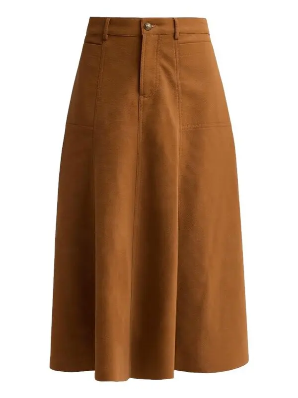 Kobi Halperin Connor Leather A-line Midi Skirt - Cognac