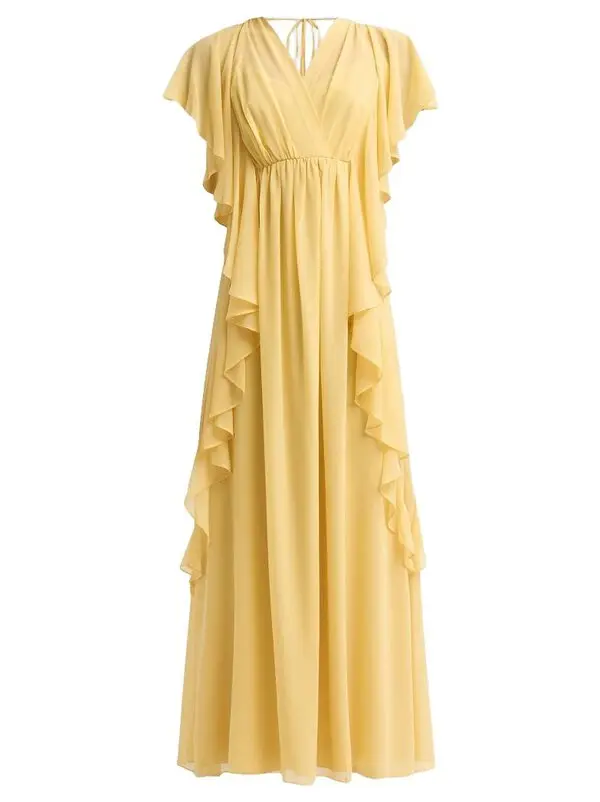 UNGARO Saffron Ruffle Empire Dress - Raffia