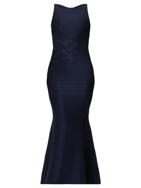 Herve Leger The Dion Bandage Mermaid Gown - Storm