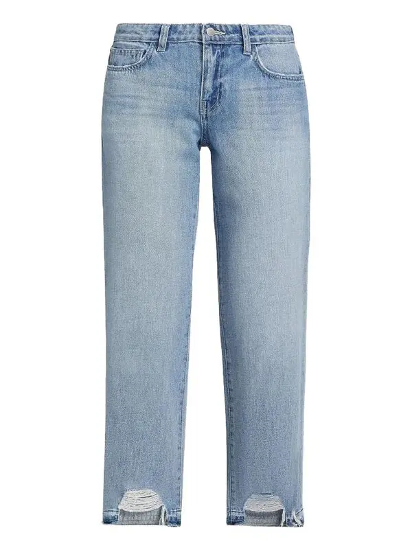 L'Agence Blaine Distressed Denim Low-rise Stovepipe Crop Jeans - Albee
