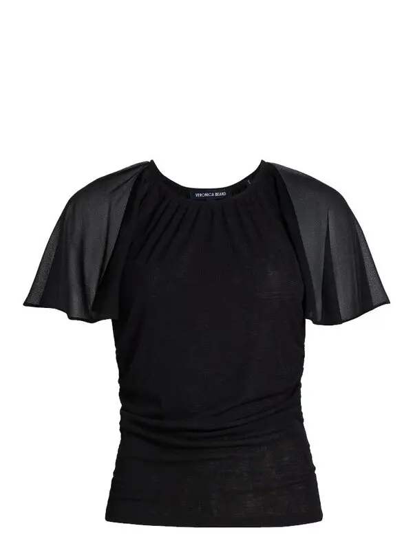 Veronica Beard Arisa Mixed Media Top - Black