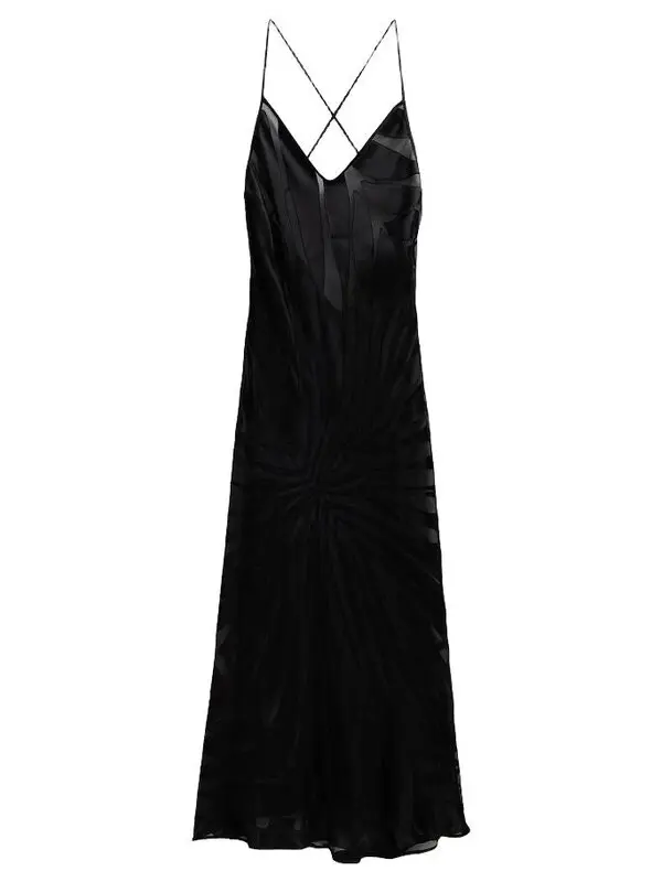 Roberto Cavalli Burnout-striped Midi Dress - Black