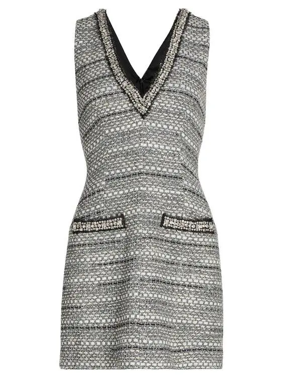 Veronica Beard Odele Embellished Cotton-blend Minidress - Silver