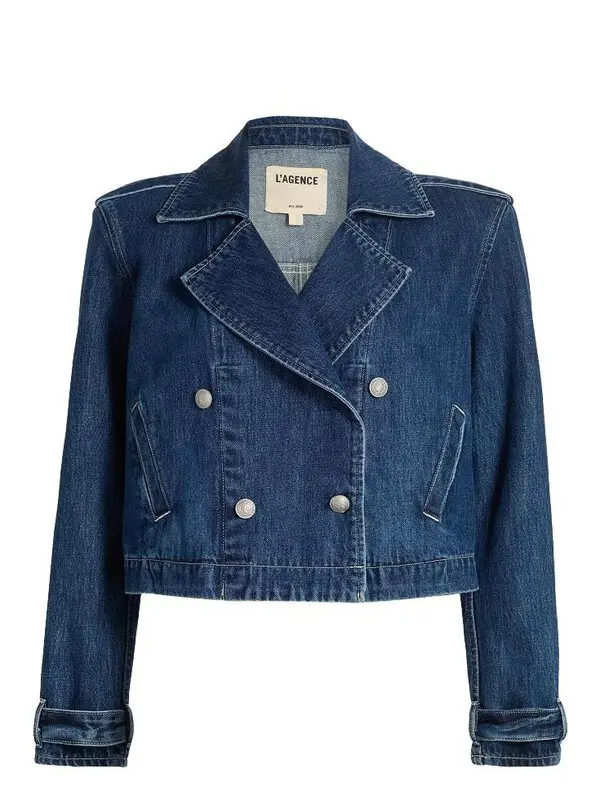 L'Agence Maddox Cropped Double-breasted Denim Jacket - Enchanted