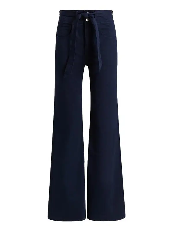 Veronica Beard Rosanna Corset Wide-leg Pants - Navy