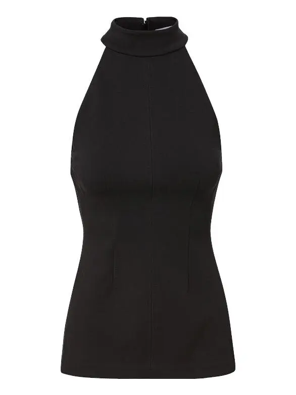 Veronica Beard Johanne Halterneck Top - Black