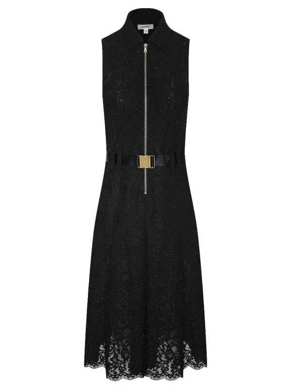 L'Agence Kylo Cotton-blend Lace Belted Shirtdress - Black