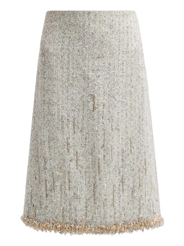 UNGARO Edith Tweed Knee-length Skirt - Grey Multi