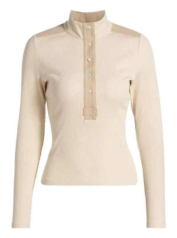 Veronica Beard Reynart Rib-knit Long-sleeve Top - Limestone