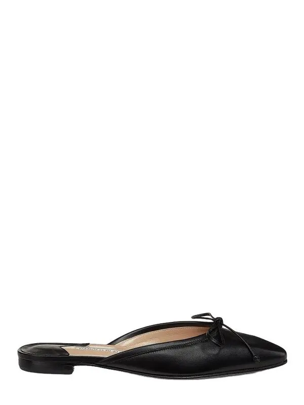 Manolo Blahnik Ballerimu Bow-detailed Leather Flat Mules - Black