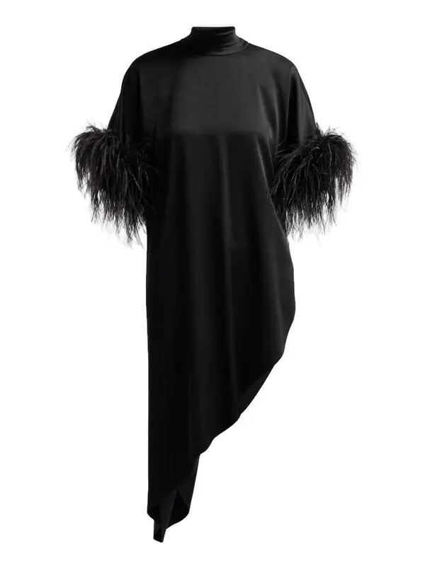 UNGARO Kenzie Feather-trimmed Satin Blouse - Black