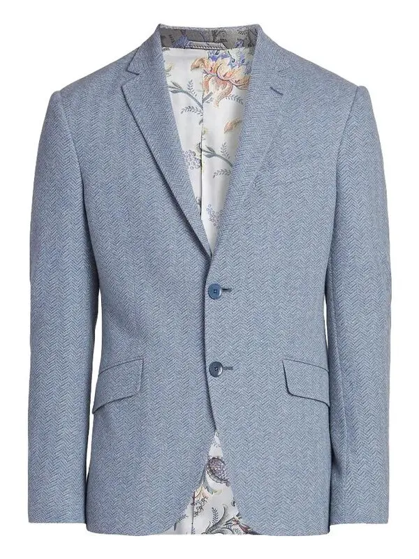 Etro Chevron Single-breasted Sport Jacket - Azzurro