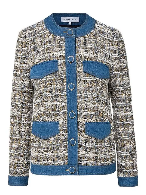 Veronica Beard Ainslie Tweed Cotton-blend Jacket - Navy Multi