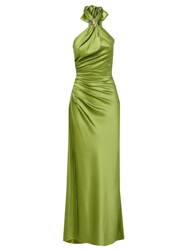 Veronica Beard Izaren Satin Halterneck Gown - Cactus