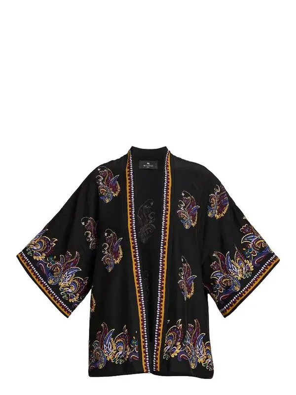 Etro Kesa Floral Paisley Silk Jacket - Nero