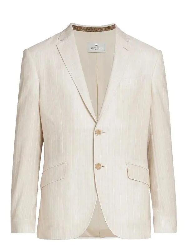 Etro Pinstripe Cotton Sport Jacket - Ecru