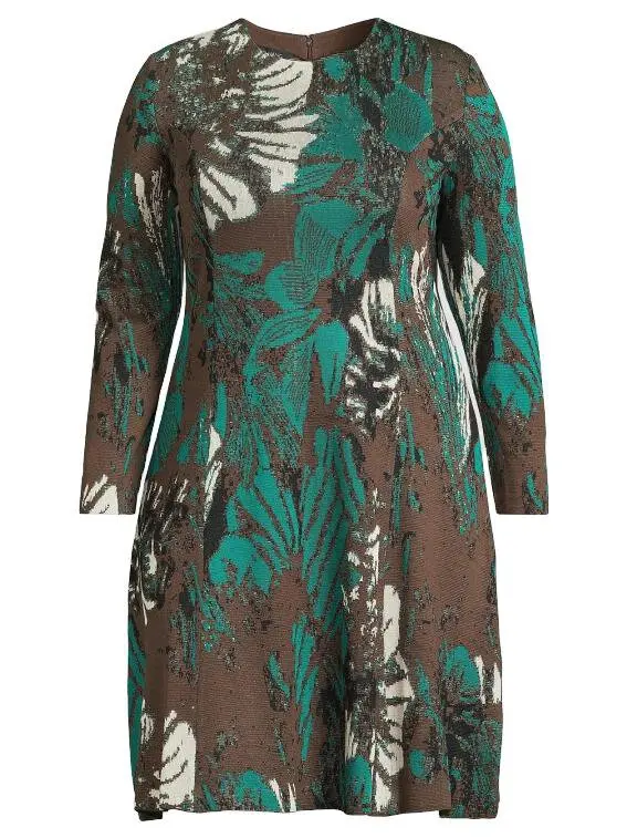 Ming Wang Floral Jacquard Soft Knit Midi-dress - Everestmulti
