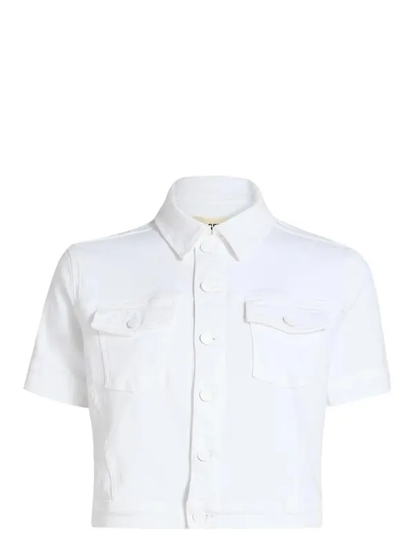 L'Agence Kirstie Stretch Cotton Short-sleeve Crop Jacket - Blanc