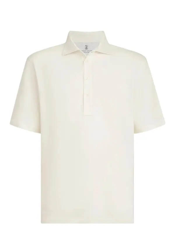 Brunello Cucinelli Linen And Cotton Mélange Jersey Polo With Shirt Style Collar - Panama