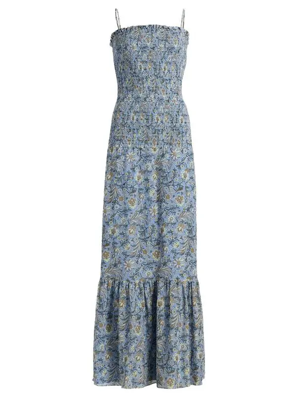 Veronica Beard Clem Floral-print Cotton-silk Maxi Dress - Blue Jay Multi