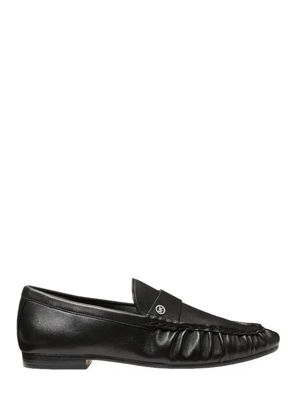 Michael Kors Jennings Ruched Leather Loafers - Black