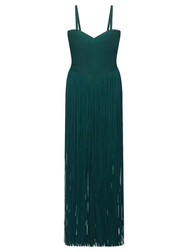 Herve Leger Ember Bandage Fringe Dress - Spruce