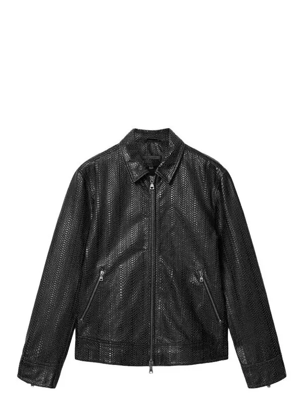 John Varvatos Benjamin Snakeskin-embossed Leather Jacket - Black