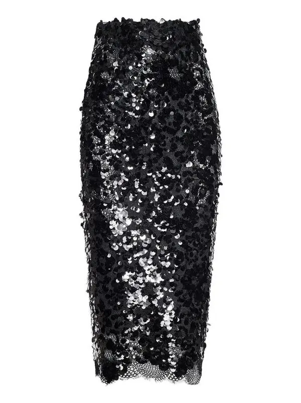 L'Agence Makena Lace Pencil Skirt - Black