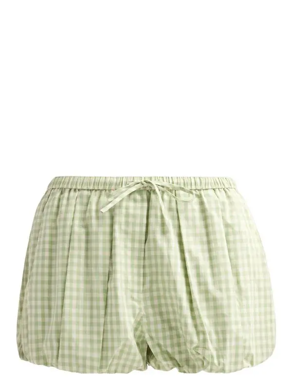Simkhai Gingham Bubble Shorts - Lime Gingham
