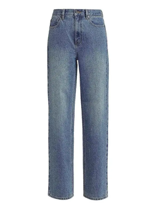 SELF-PORTRAIT Rhinestone Straight-leg Jeans - Blue