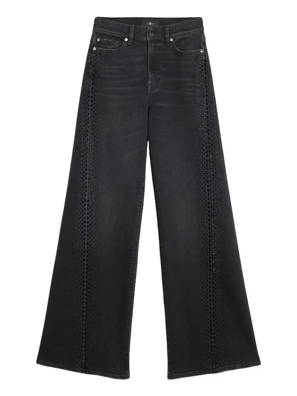 7 For All Mankind Twisted Lotta Rhinestone Wide-leg Jeans - Bottomline