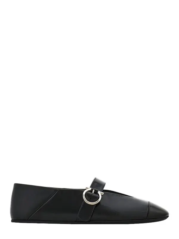 FERRAGAMO Nena Leather Ballet Flats - Nero