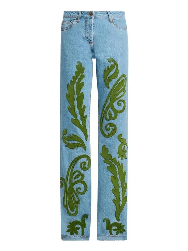 Etro Embroidered Straight-leg Jeans - Blue Multi