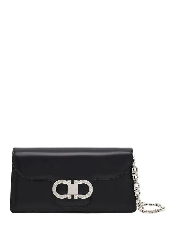 FERRAGAMO Mini Gancini Leather Crossbody Bag - Nero