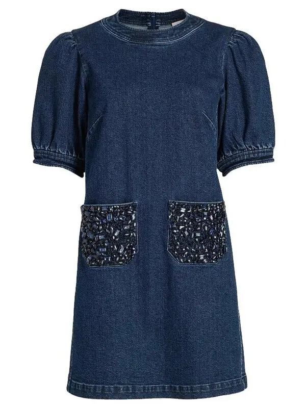 Cinq À Sept Monique Rhinestone-embellished Denim Minidress - Sapphire