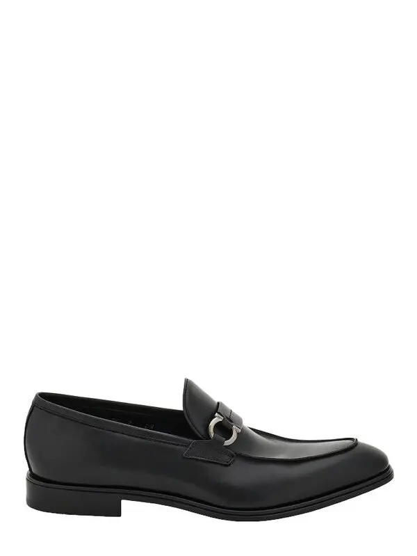 FERRAGAMO Turner Gancini Leather Loafers - Black