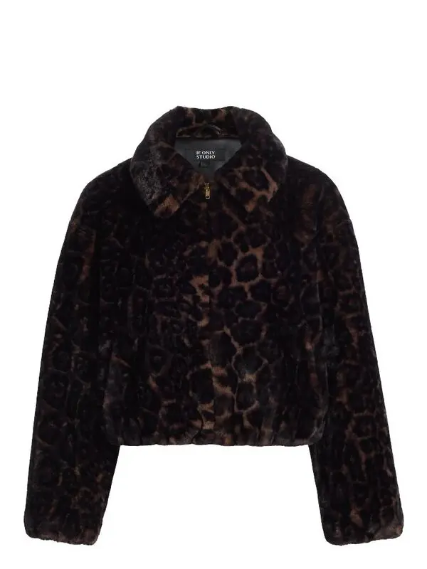 IF ONLY STUDIO Print Short Faux-fur Coat - Leopard